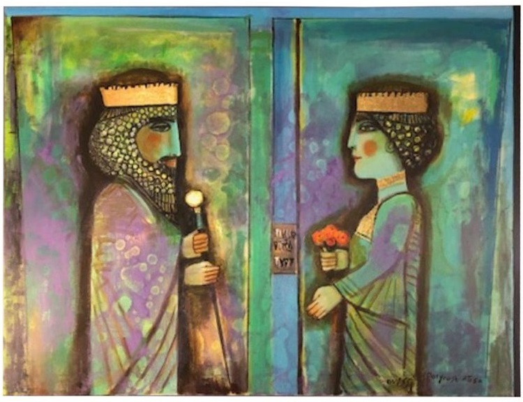 Nasser Ovissi “Darius and Atossa” Oil on Canvas Painting - Manhattan ...